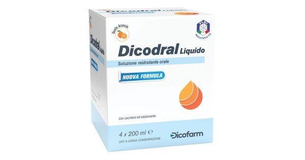 Dicofarm, Dicodral Liquido Reidratante Orale, 4 Brick da 200 ml